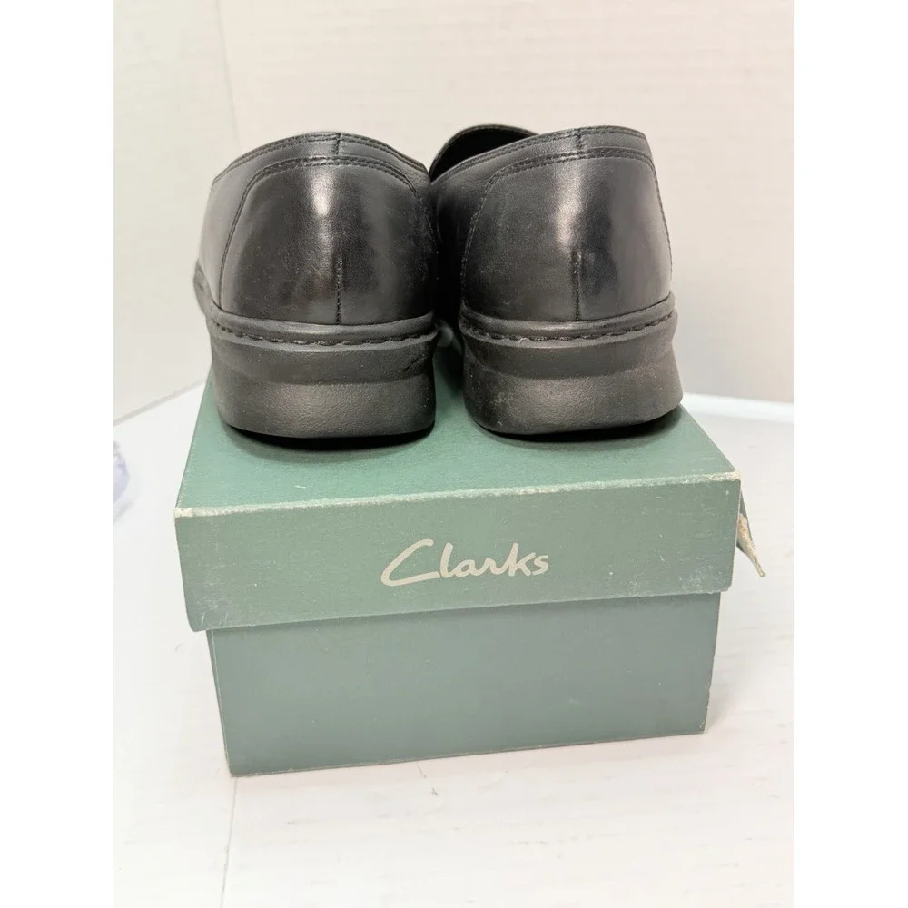 Clarks | Shoes | Clarks Springers Womens Black Leather Apron Toe Penny ...